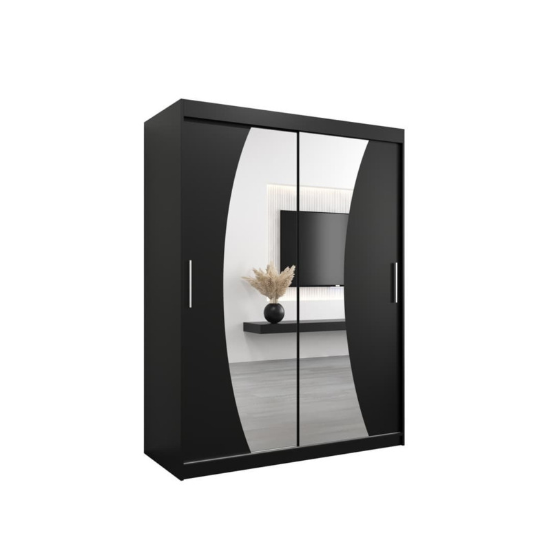 Wave Sliding Door Wardrobe 150cm - Black 150cm by Arthauss | ufurnish.com