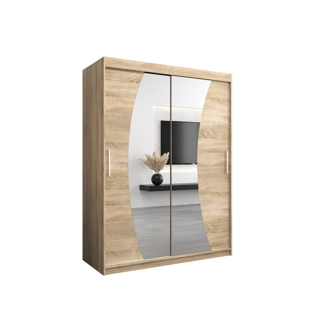 Wave Sliding Door Wardrobe 150cm - Oak Sonoma 150cm by Arthauss ...
