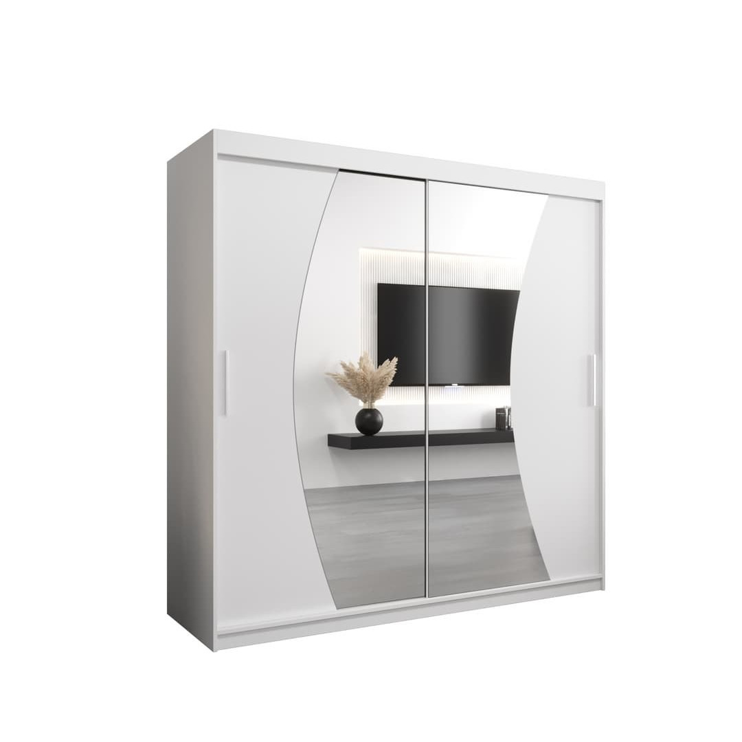 Wave Sliding Door Wardrobe 200cm - White 200cm by Arthauss | ufurnish.com