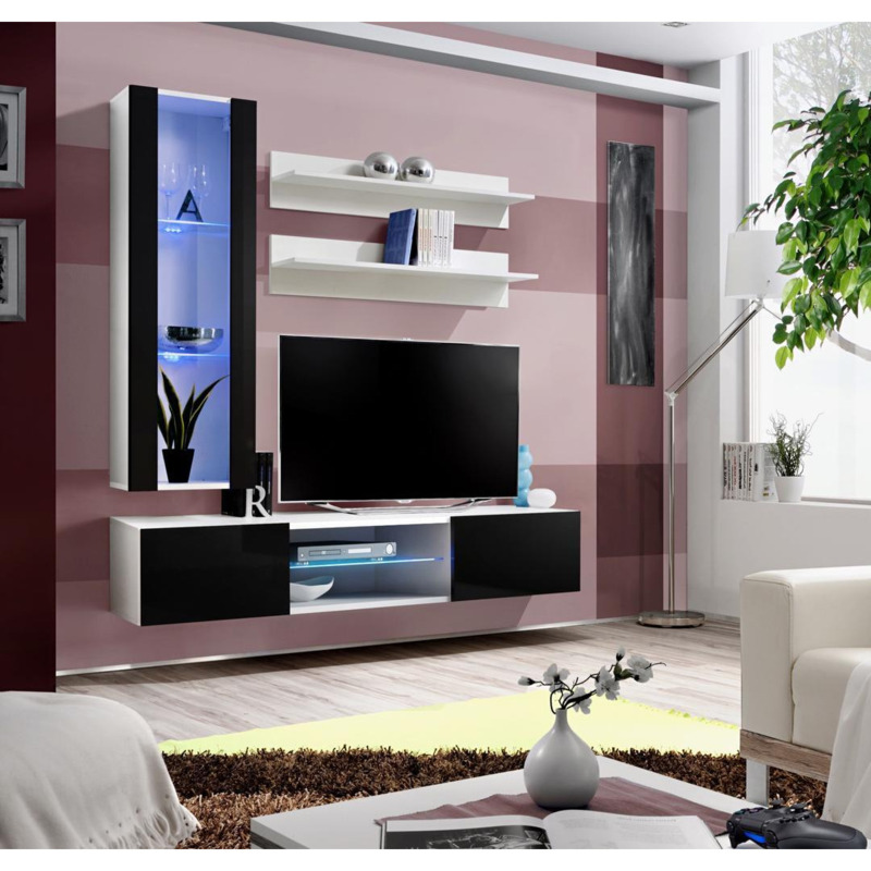 "Fly S2 Entertainment Unit For TVs Up To 49"" - 160cm White Black Gloss ...