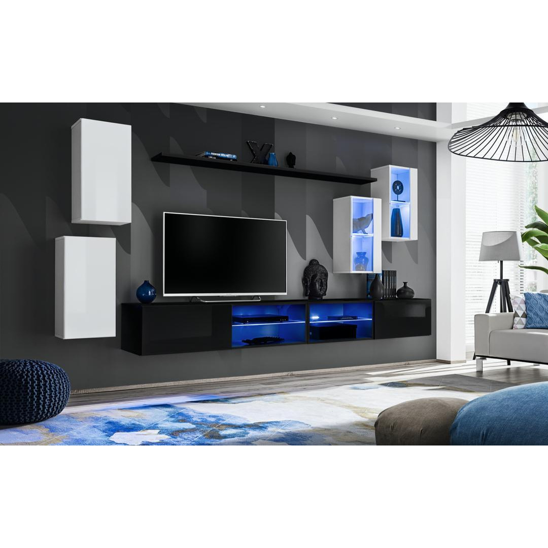 "Switch XXV Wall Entertainment Unit For TVs Up To 75"" - Black 280cm ...