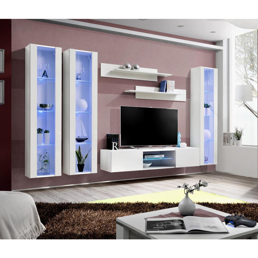 "Fly P2 Entertainment Unit For TVs Up To 60"" - 310cm White White Gloss ...