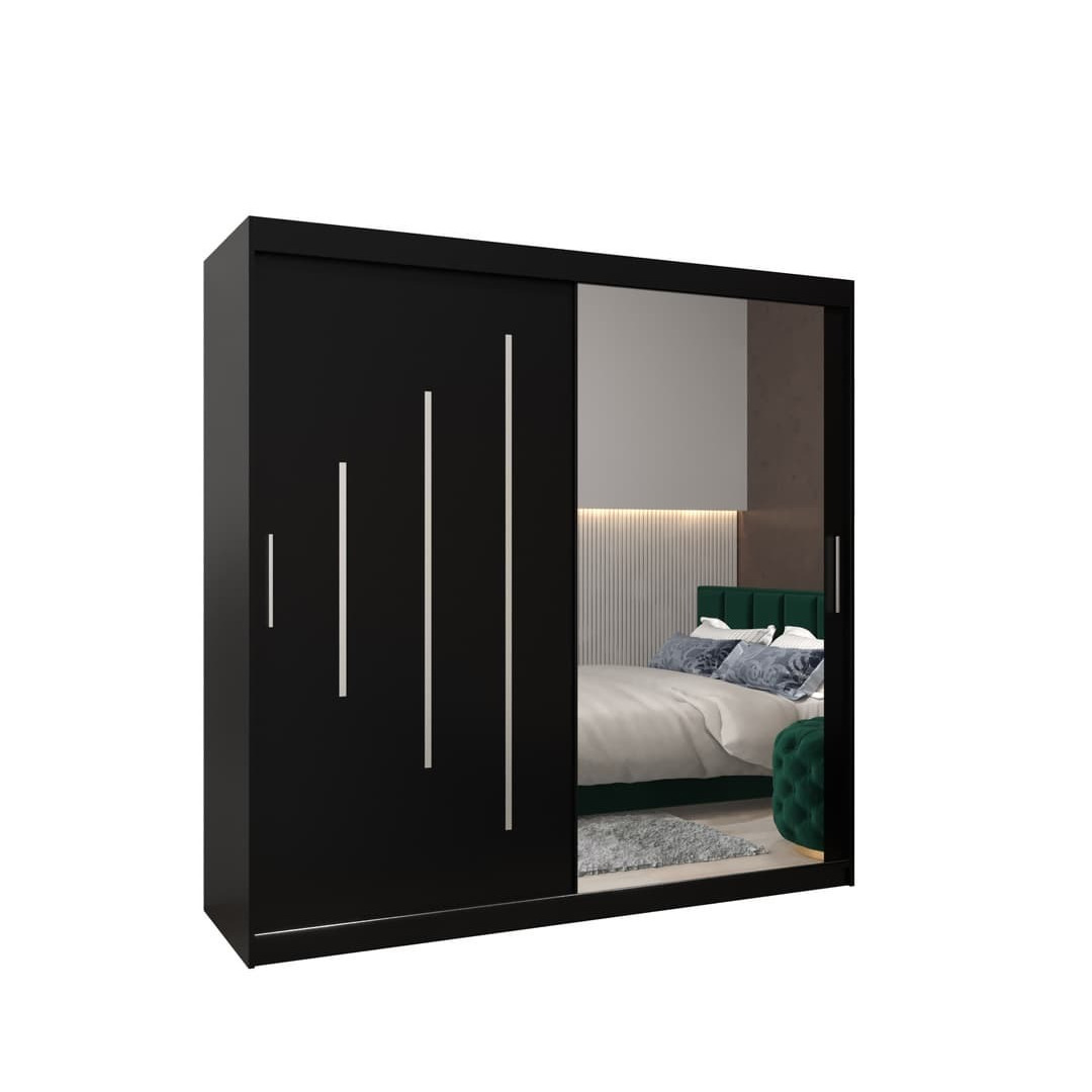 York II Sliding Door Wardrobe 200cm - Black 200cm by Arthauss ...