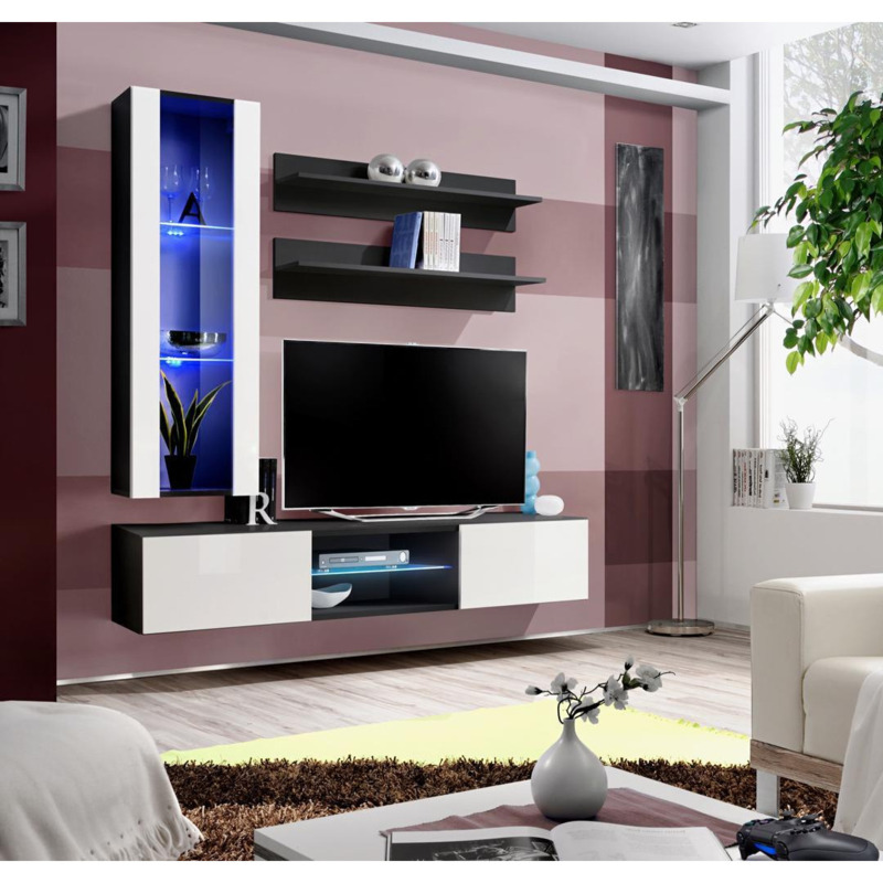 "Fly S2 Entertainment Unit For TVs Up To 49"" - 160cm Black White Gloss ...