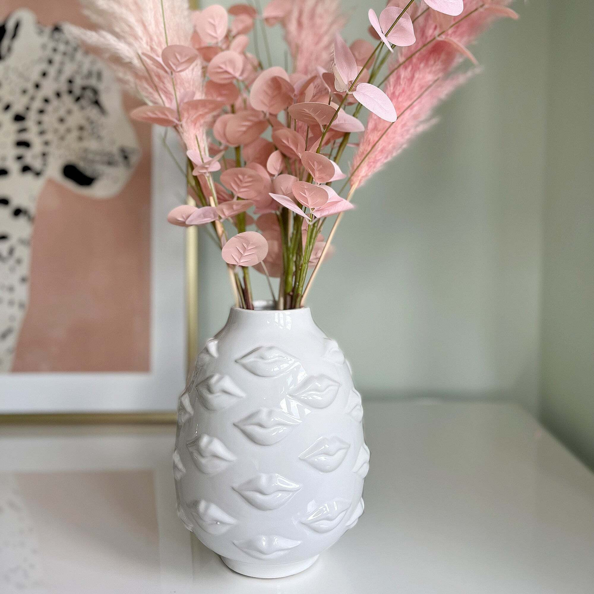 Pucker Up White Ceramic Lips Vase by Audenza | ufurnish.com