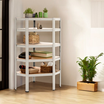 Living And Home Industrial Heavy Duty Steel 5 Tier Coner Shelving Storage Garage Shelving Unit H 1500mm by B Q ufurnish