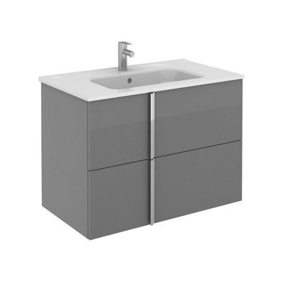 Royo Onix 2 Drawer Wall Hung Vanity Unit & Basin Graphite 800mm by B&Q ...