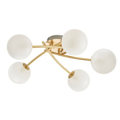 Colours Pila Brushed Gold Effect 5 Lamp Ceiling Light by B&Q | ufurnish.com
