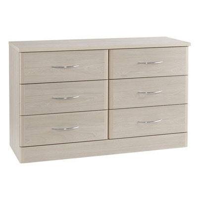 Lima Elm Effect 6 Drawer Chest Of Drawers (H)744mm (W)1204mm (D)448mm ...