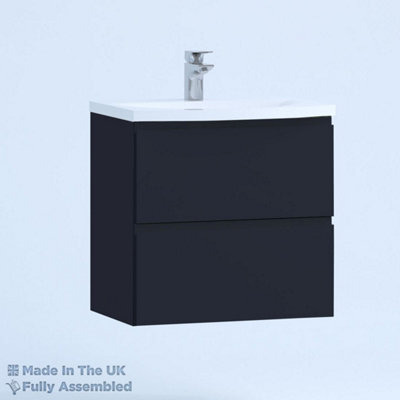 Paramount Bathrooms 500mm Curve 2 Drawer Wall Hung Bathroom Vanity Basin Unit (Fully Assembled ...