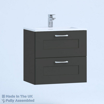 Paramount Bathrooms 600mm Minimalist 2 Drawer Wall Hung Bathroom Vanity ...