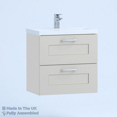 Paramount Bathrooms 600mm Mid Edge 2 Drawer Wall Hung Bathroom Vanity ...