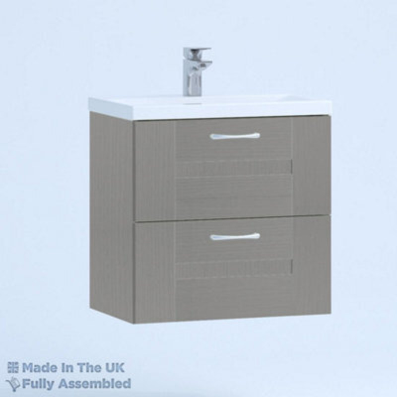 Paramount Bathrooms 600mm Mid Edge 2 Drawer Wall Hung Bathroom Vanity ...