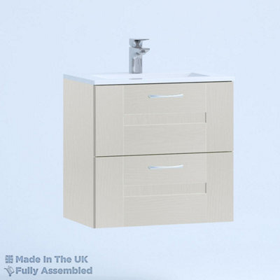 Paramount Bathrooms 600mm Minimalist 2 Drawer Wall Hung Bathroom Vanity ...