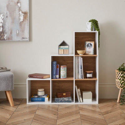 6 Cube Storage Stair Bookcase Unit In White by B&Q | ufurnish.com