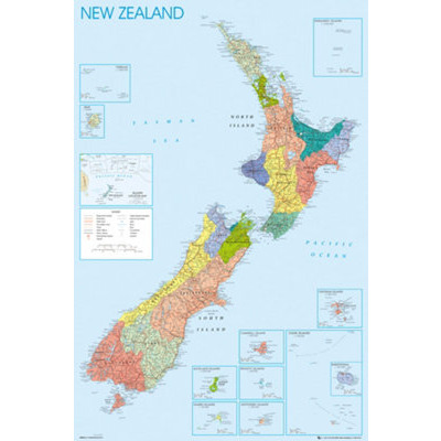 GB Eye World Maps New Zealand Map 61 X 91.5Cm Maxi Poster by B&Q ...