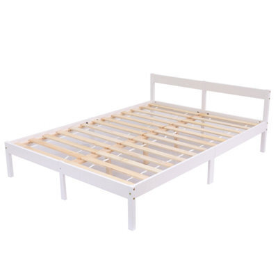 Vivo Solid Wooden Double Bed Frame - White by B&Q | ufurnish.com