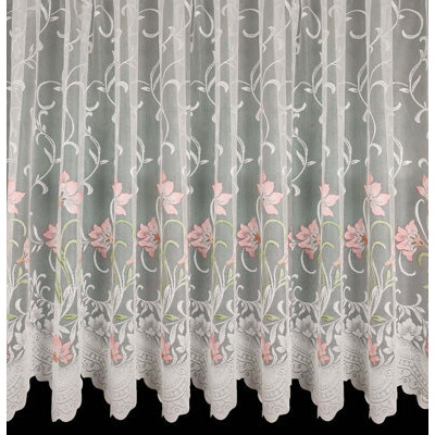 Home Curtains Bella Coloured Floral Net 400W X 115D Cm Cut Lace Panel ...