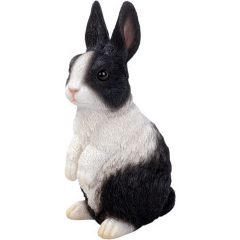 Vivid Arts Real Life Standing Black And White Dutch Rabbit Garden ...
