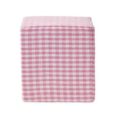 Homescapes Pink Gingham Check Cotton Cube Pouffe 36 X 36 X 38 Cm by B&Q ...