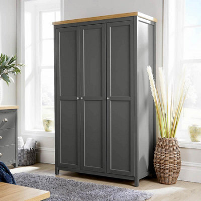 Home Source Avon 3 Door Wardrobe With Storage Shelves Graphite by B&Q ...