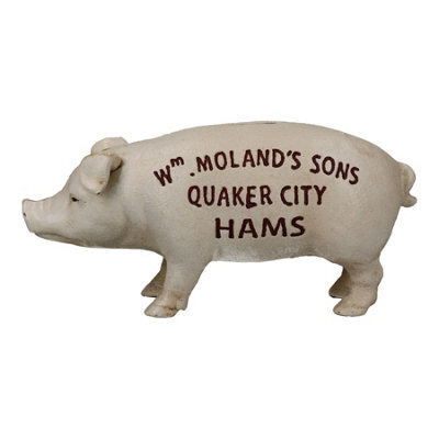 AB Tools Quaker City Ham Pig Hog Porky White Money Bank Box Cast Iron ...