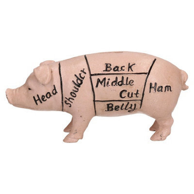 AB Tools Harrisons Hams Pig Hog Butchers Money Bank Box Cast Iron Coin ...