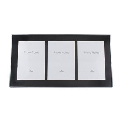 Happy Homewares Black Gloss And Chrome Plated Metal Triple Collage ...