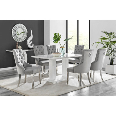 Furniturebox Imperia White High Gloss 6 Seater Dining Table With ...
