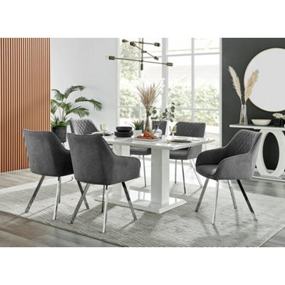 Furniturebox Imperia White High Gloss 6 Seater Dining Table With ...