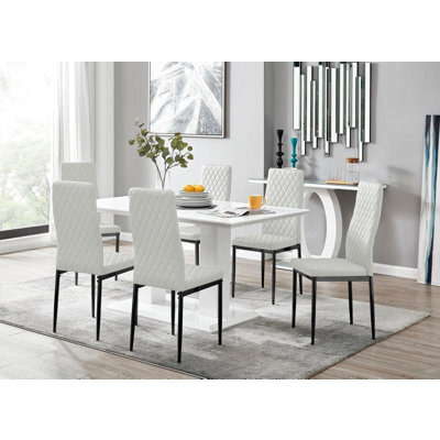 Furniturebox Imperia White High Gloss 6 Seater Dining Table With ...