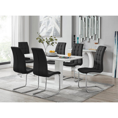 Furniturebox Imperia White High Gloss 6 Seater Dining Table With ...