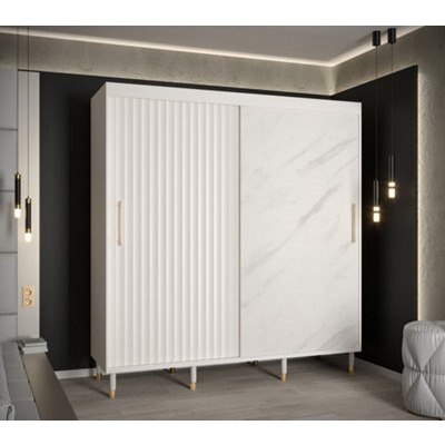 Arte Calipso Wave Modern 2 Sliding Marble Effect Door Wardrobe Gold ...