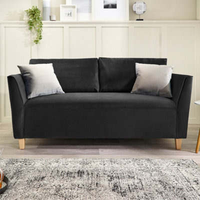 Aspire Ellie 3 Seater Sofa In Brushed Velvet Ebony by B&Q | ufurnish.com