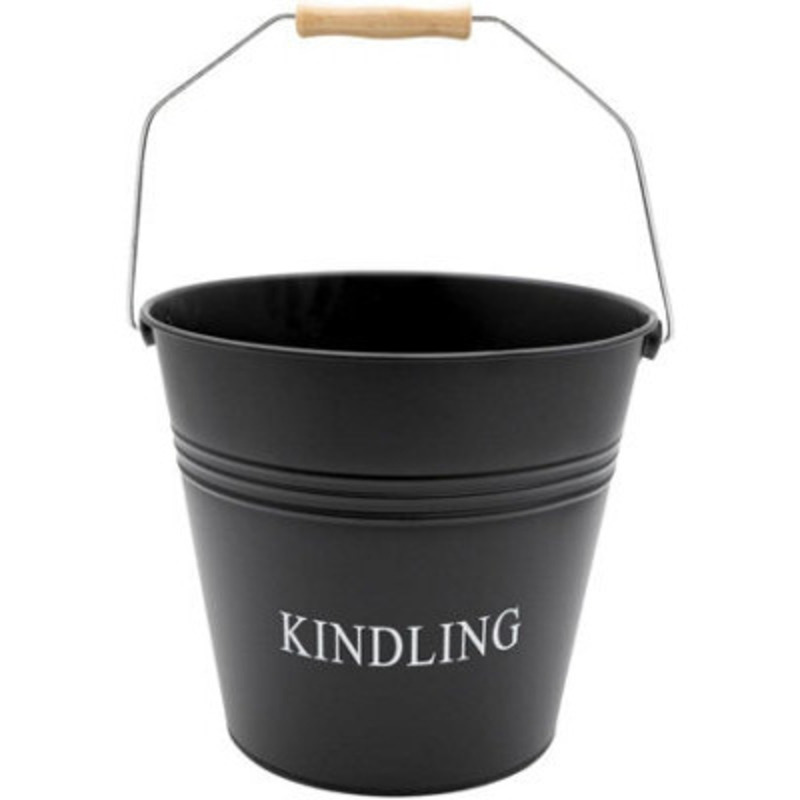 Black Fireside Kindling Bucket - Vintage Style Weather Resistant ...