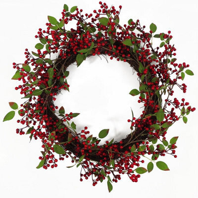 Leaf 60Cm (24 Inches) Large Luxury Christmas Natural Look Red Berry ...