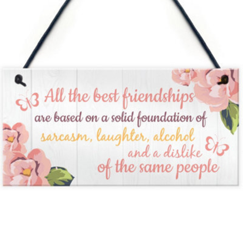 Red Ocean Friendship Sign Best Friend Hanging Plaque Thank You Gift Chic Floral Bff Signs ...