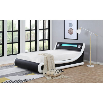Ecasa Madrid Leather Bed With Bluetooth Speaker & Led Light + Remote ...