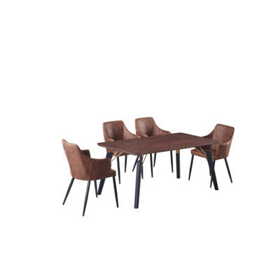 Life Interiors 5Pcs Zarah Cosmo Dining Table Set W/ A Brown Dining ...