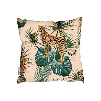 Andrew Lee Cushions - Tropical Palm Leaves And Leopard (Cushion) / 60Cm ...