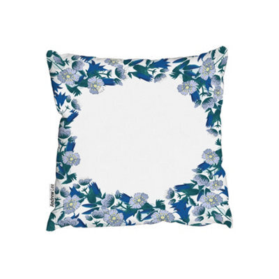 Andrew Lee Cushions - Winter Blue Flowers (Cushion) / 60Cm X 60Cm by B ...