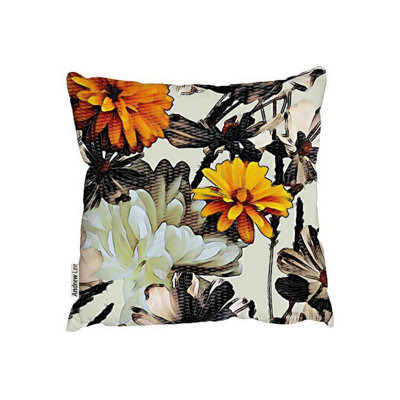 Andrew Lee Cushions - Art Vintage White Peonies And Gold Orange Asters ...