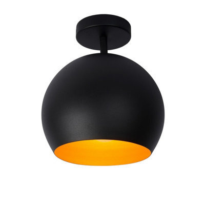 Lucide Bink Modern Flush Ceiling Light 24.5Cm- 1Xe27 - Black by B&Q ...