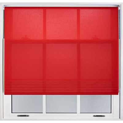 Furnished Daylight Roller Blinds - Red Trimmable Blind For Windows And ...