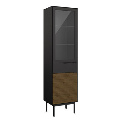 Furniture To Go Soma Showcase 2 Door 1 Drawer In Granulated Black ...