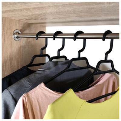 Moderix Round Wardrobe Rail Hanging Tube Pipe 1400mm Brushed Chrome Set ...