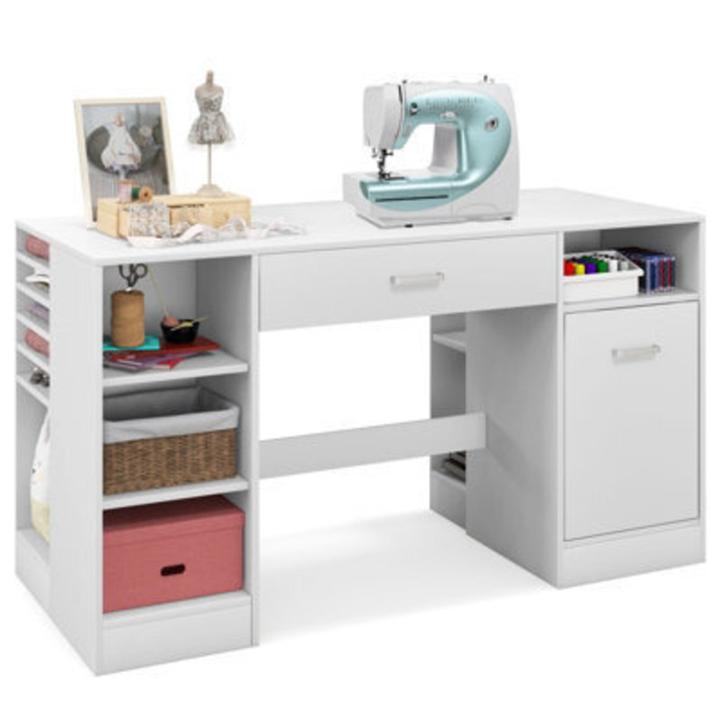Costway Large Sewing Table Artwork Workstation Modern Home Office ...