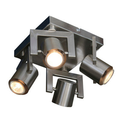 Arlec Yorkie Spotlight Satin Nickel Gu10 4-Plate Square Quad Ceiling ...