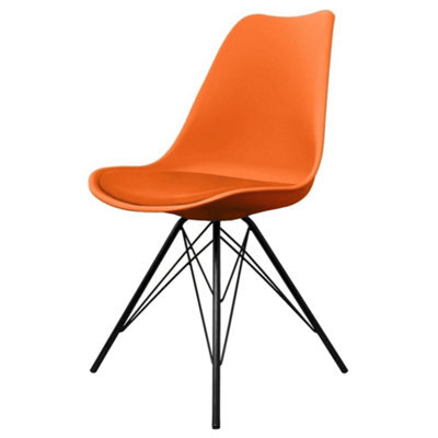 Fusion Living Soho Orange Plastic Dining Chair With Black Metal Legs by ...