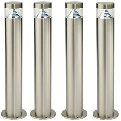4 Pack Outdoor Garden Bollard Light Steel Pyramid Cool White Led Lamp Post Ip44 by B&Q ...